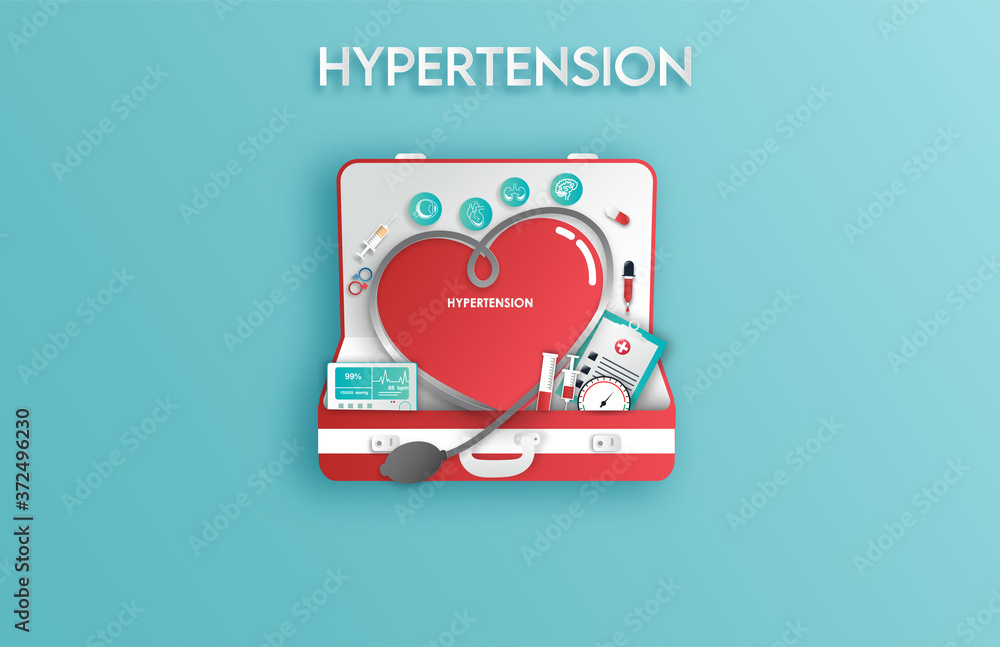 Hypertension patient treatment Concept. Blood pressure monitor ...