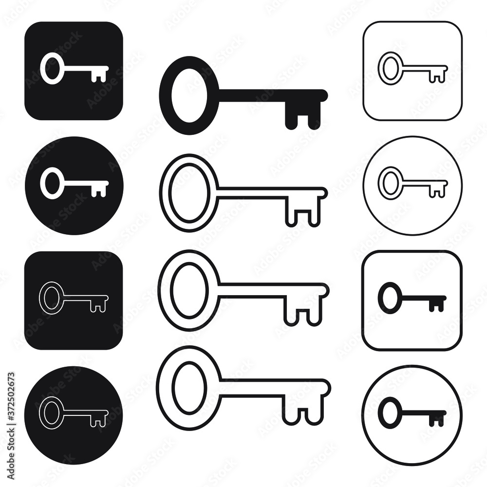 Key icon symbol set. Security access logo. Simple flat shape safety ...