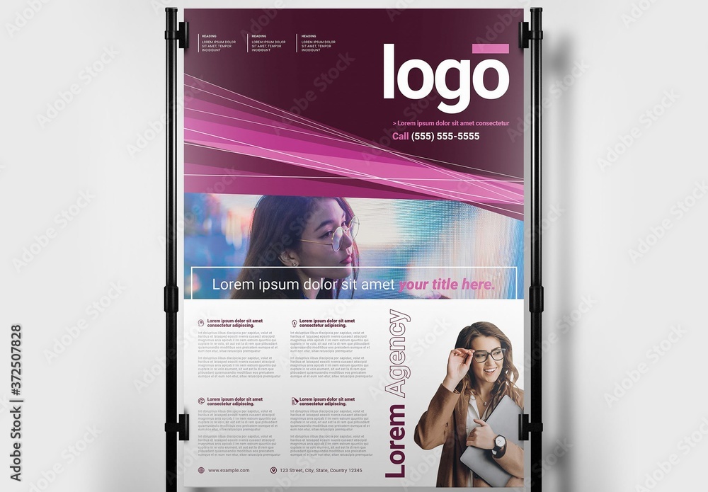 Poster Banner Layout with Diagonal Lines Stock Template | Adobe Stock