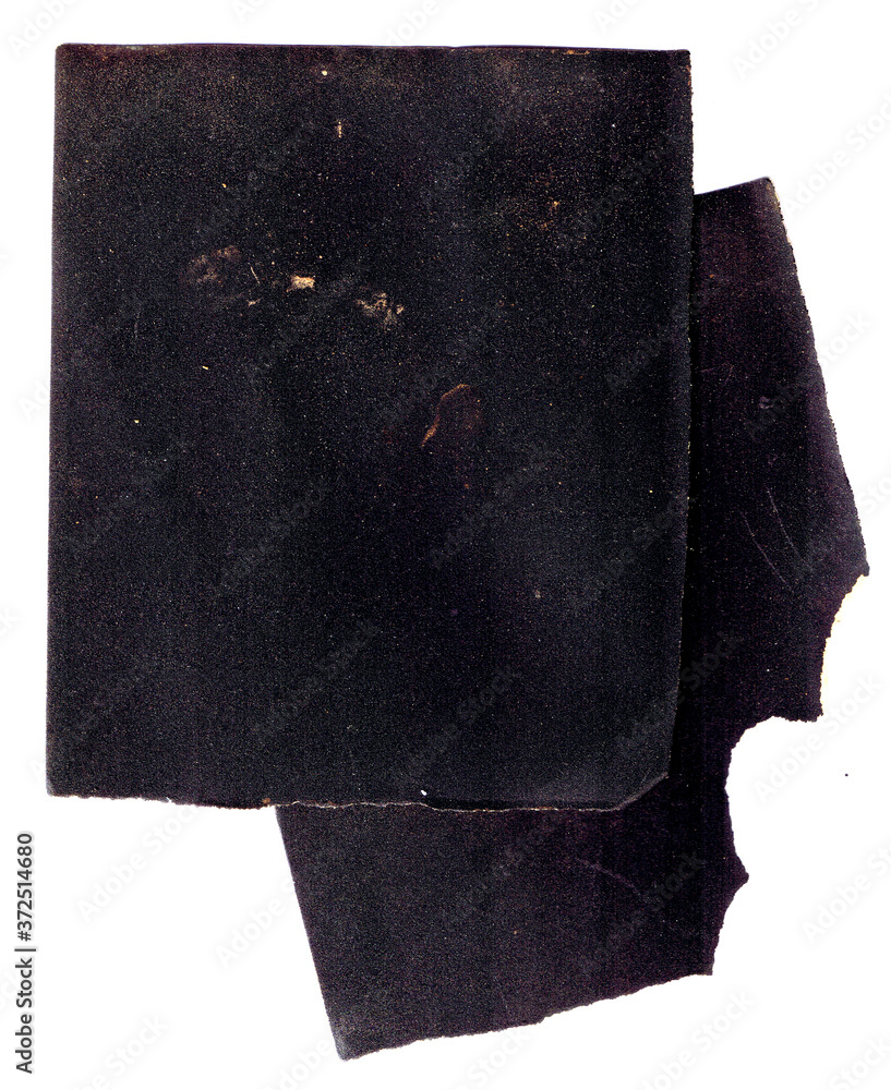 Used black coarse grit sandpaper with raw ragged edges for sanding and ...