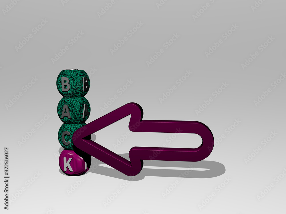 BACK 3D icon and dice letter text, 3D illustration for background and ...