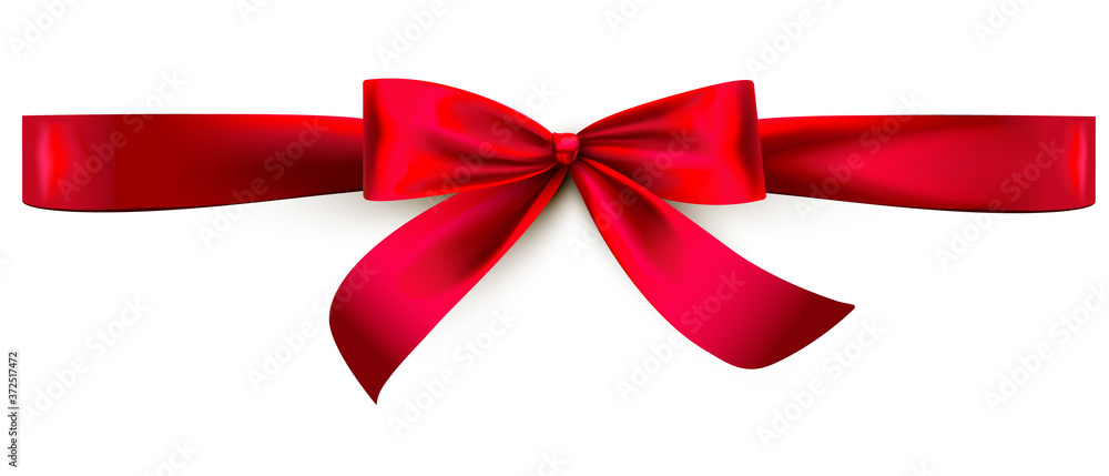 Red satin ribbon bow. Horizontal wrap Stock Vector | Adobe Stock