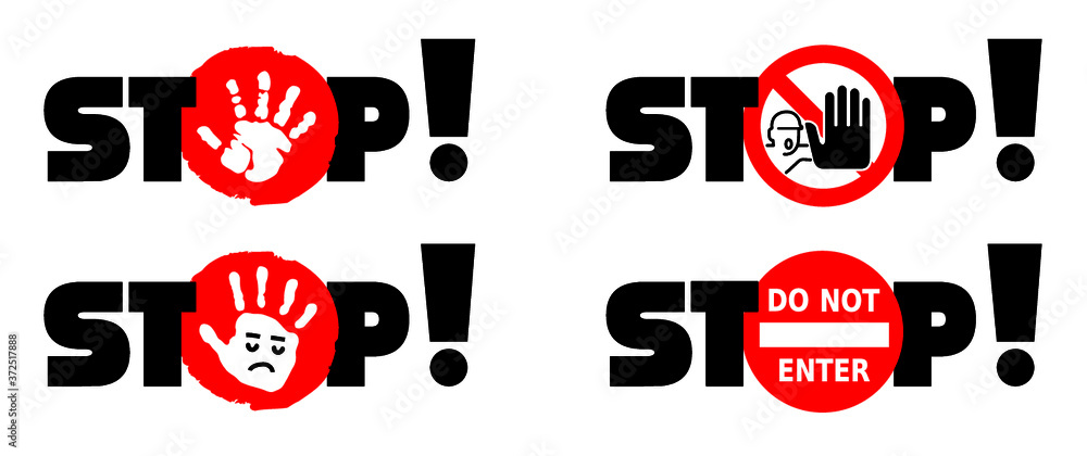 Stop halt allowed Do not enter danger warning sign Vector attention ...