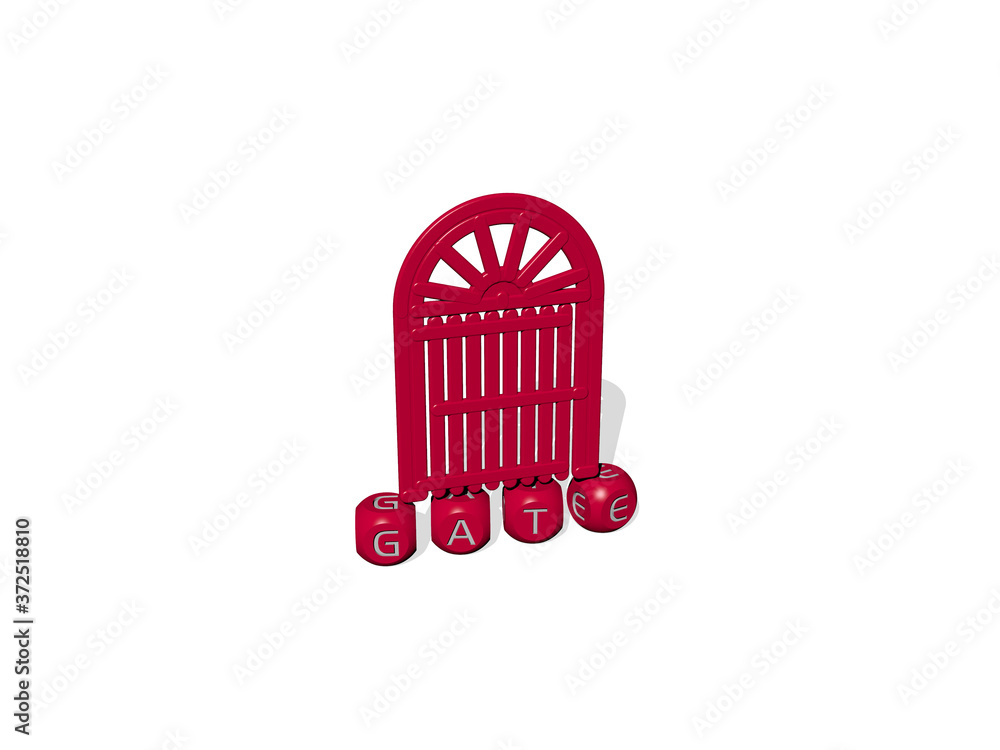 GATE cubic letters with 3D icon on the top, 3D illustration for ...