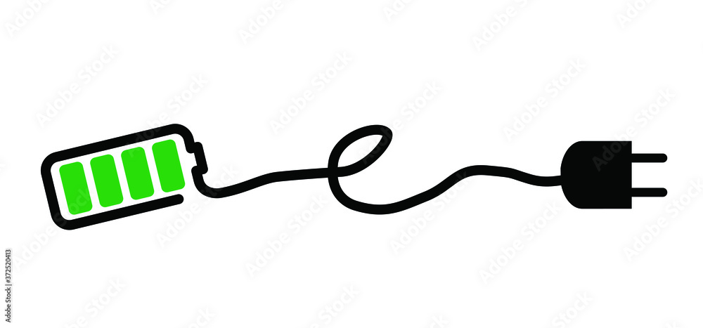 Slogan e charging point symbol. Electric cable plug, battery charger ...