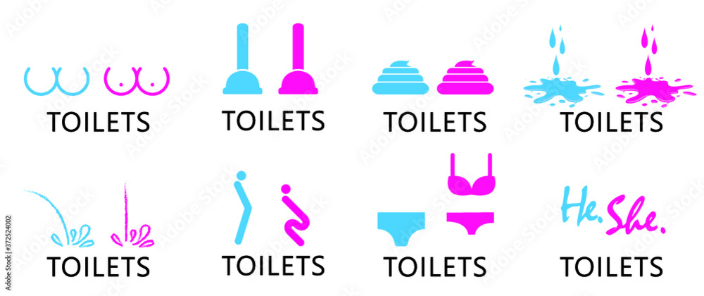 Wc world toilet day. Bathroom or restroom icons. Funny vector pissing ...