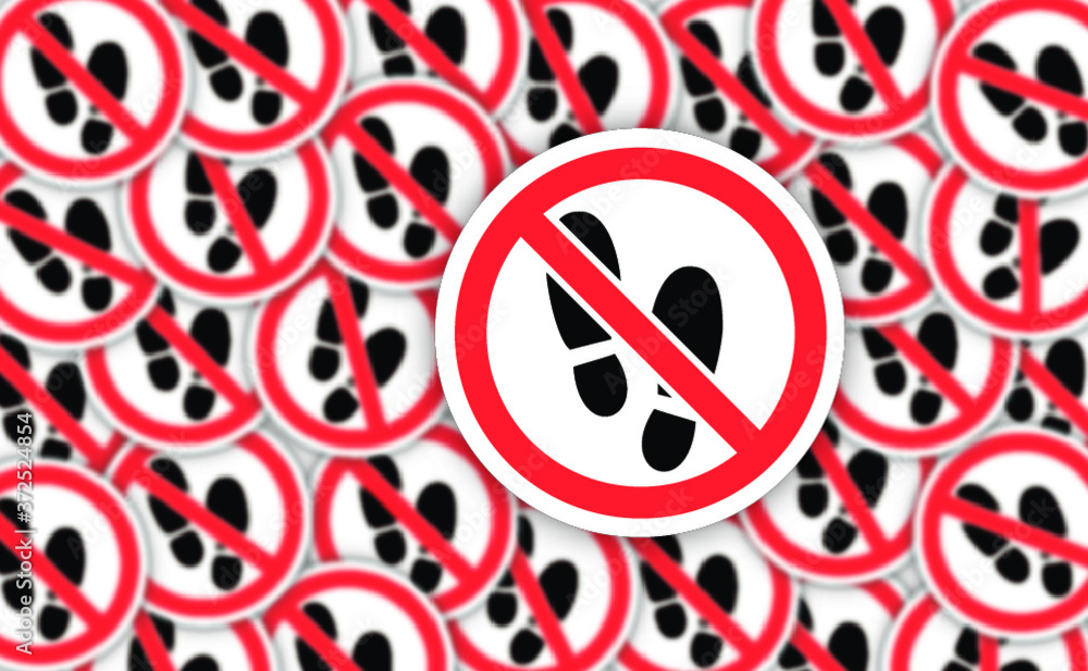 No open footwear, bare feet, shoes, slipper and shoe sole signs. Vector ...