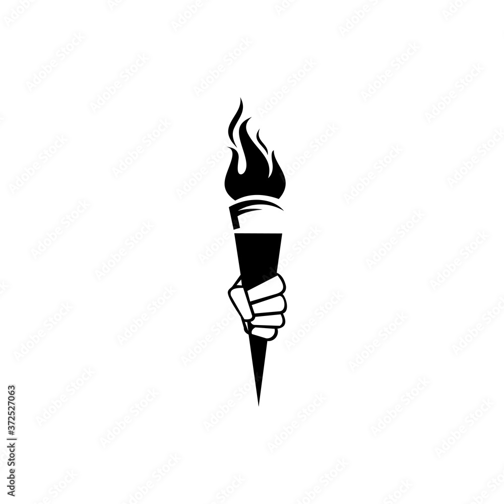 torch icon logo vector design, Isolated on white background. Stock ...