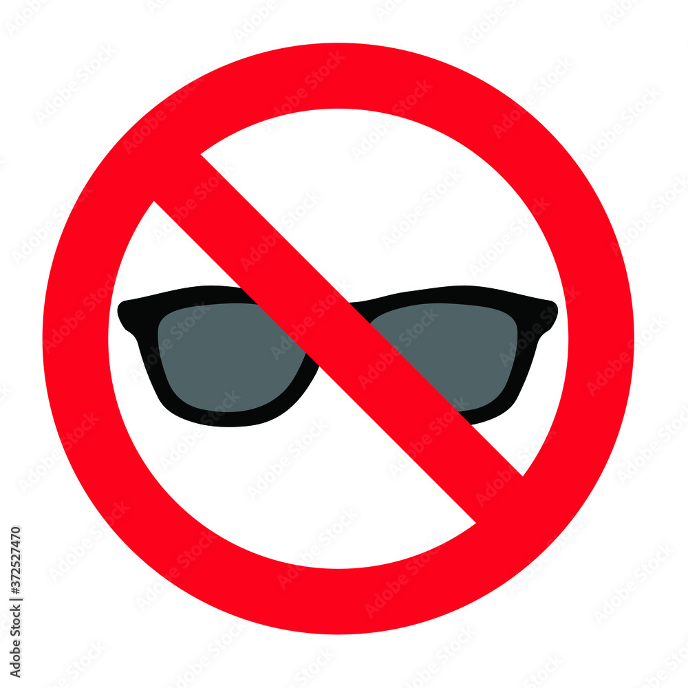 No glasses, cap do not wear cap remove before enter sign. Ban or Stop ...
