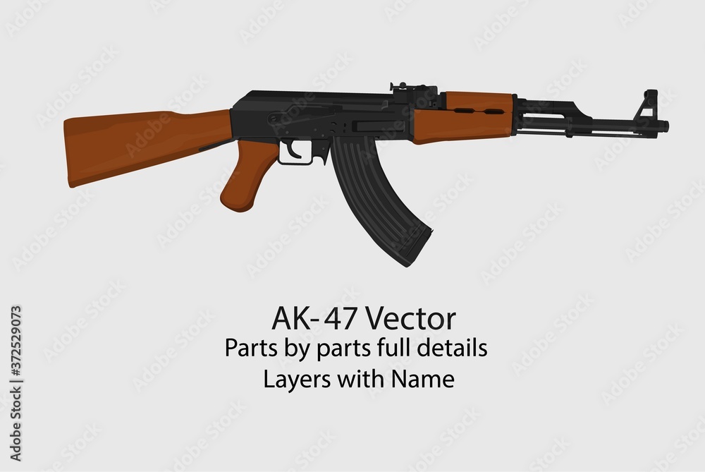 Vector illustration of a Kalashnikov AK-47 assault gun. Full details ...