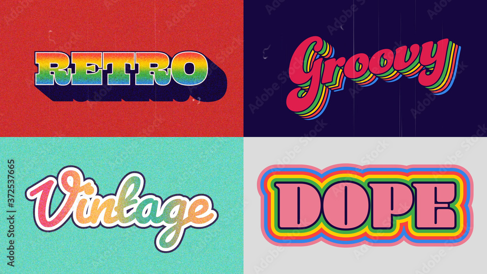 Retro Rainbow Vintage Titles Stock Template | Adobe Stock
