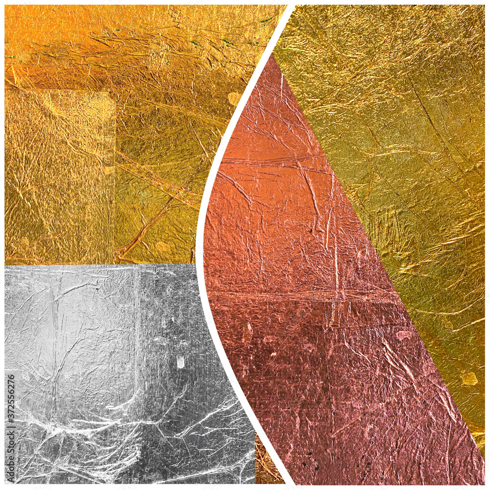gold silver bronze background texture collage gilding, rolled plating ...