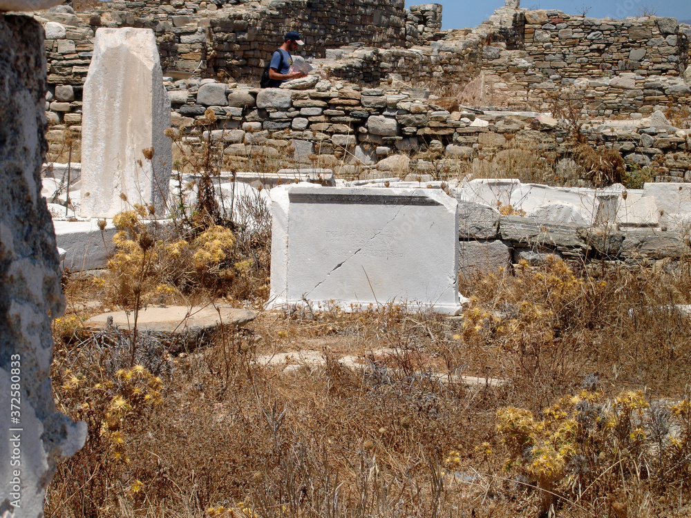 Delos Island, Greece, August 2020: The ancient Greek sacred island of ...