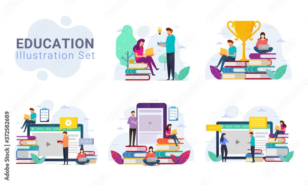 Pack of education design concept vector illustration set Stock Vector ...
