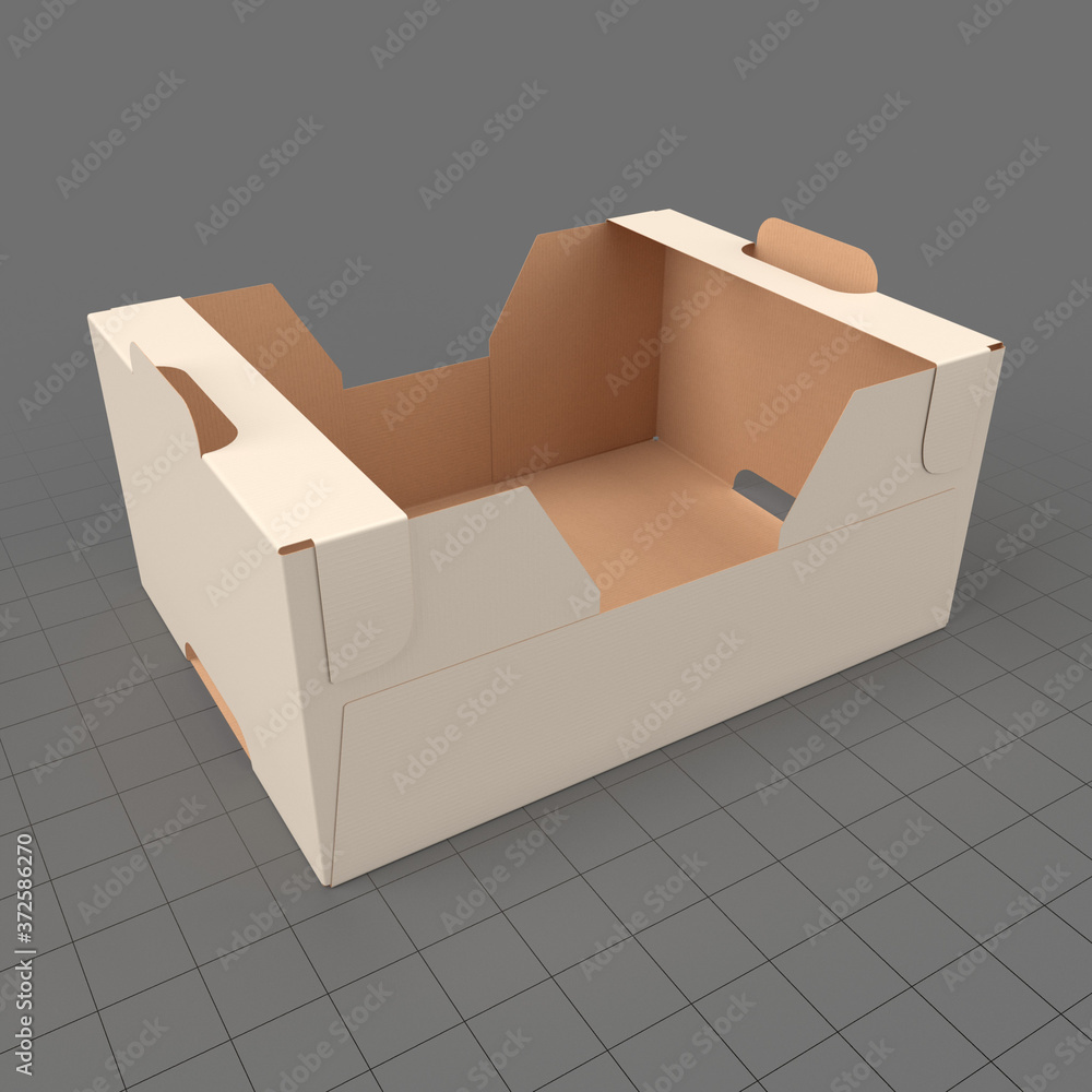 Retail cardboard tray box 1 Stock 3D asset | Adobe Stock