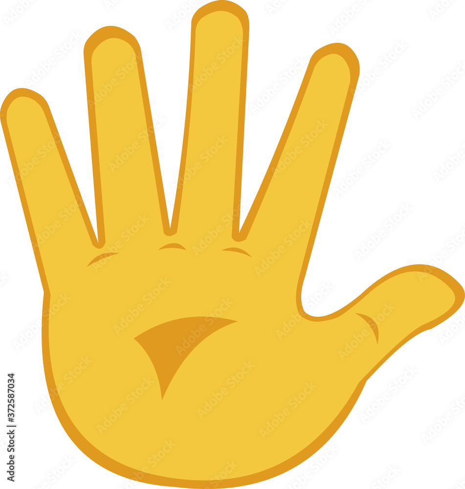 Vector emoticon illustration of a yellow hand waving Stock Vector ...