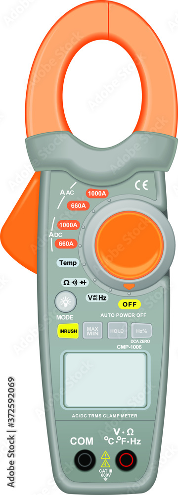 Clamp-on Meter up to 1000 A, with lcd and wheel for changing working ...