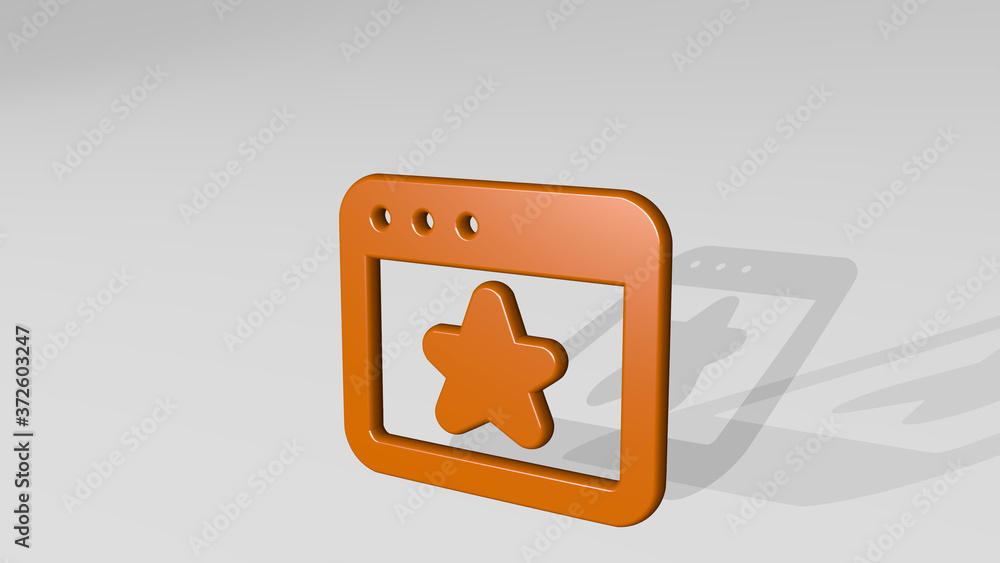 app window star 3D icon casting shadow, 3D illustration for design and ...