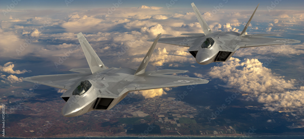 formation of the fifth generation :Lockheed Martin F-22 Raptor of the ...