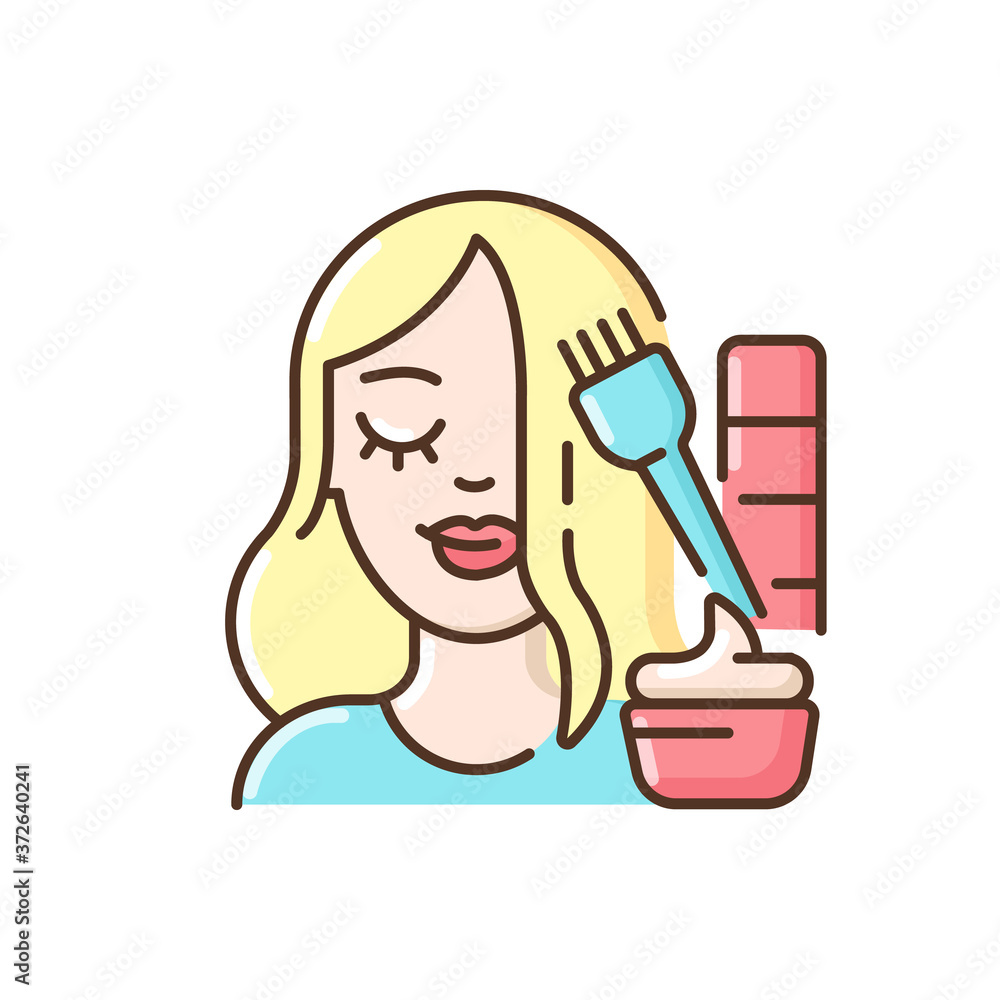 Hair colouring RGB color icon. Permanent and temporary hair dyeing ...