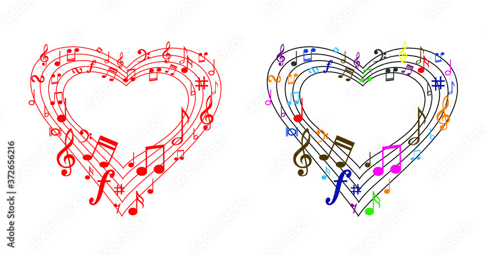 Musical notes stave line pattern symbols icon for staff and music note ...