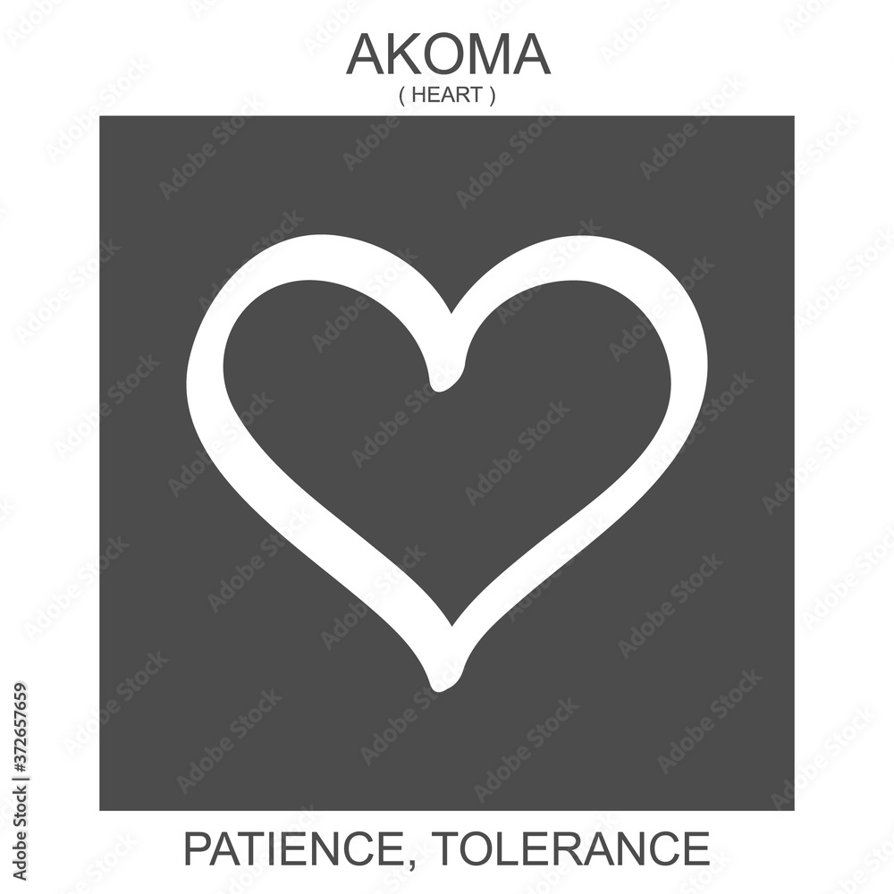 vector icon with african adinkra symbol Akoma. Symbol of Patience and ...