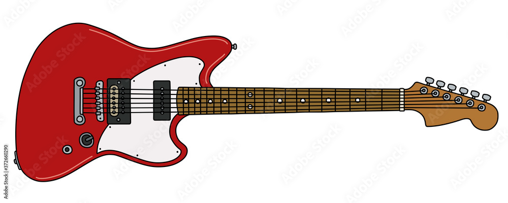 The vectorized hand drawing of a classic red electric guitar Stock ...