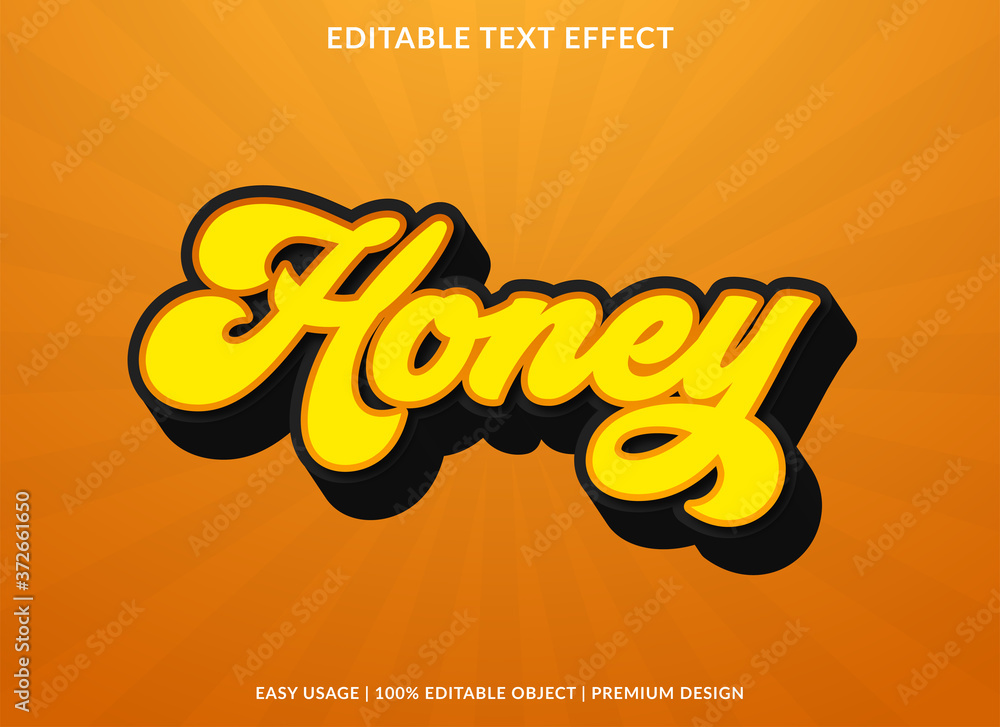 honey text effect template with vintage style and cartoon font concept ...