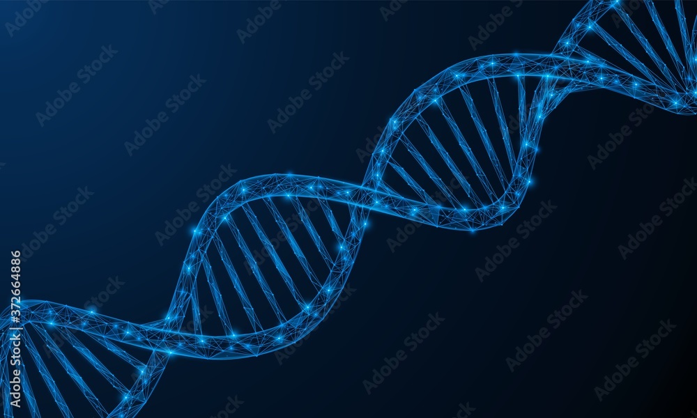 The helix of the DNA cell. Low-poly cellular structure of the genome of ...
