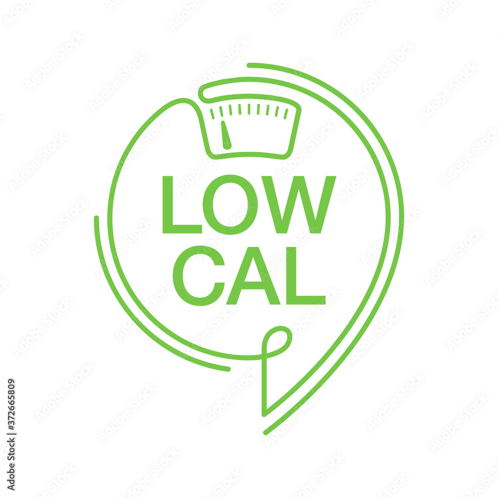 Low Cal stamp in thin line - combination of pin mark and weight scales ...