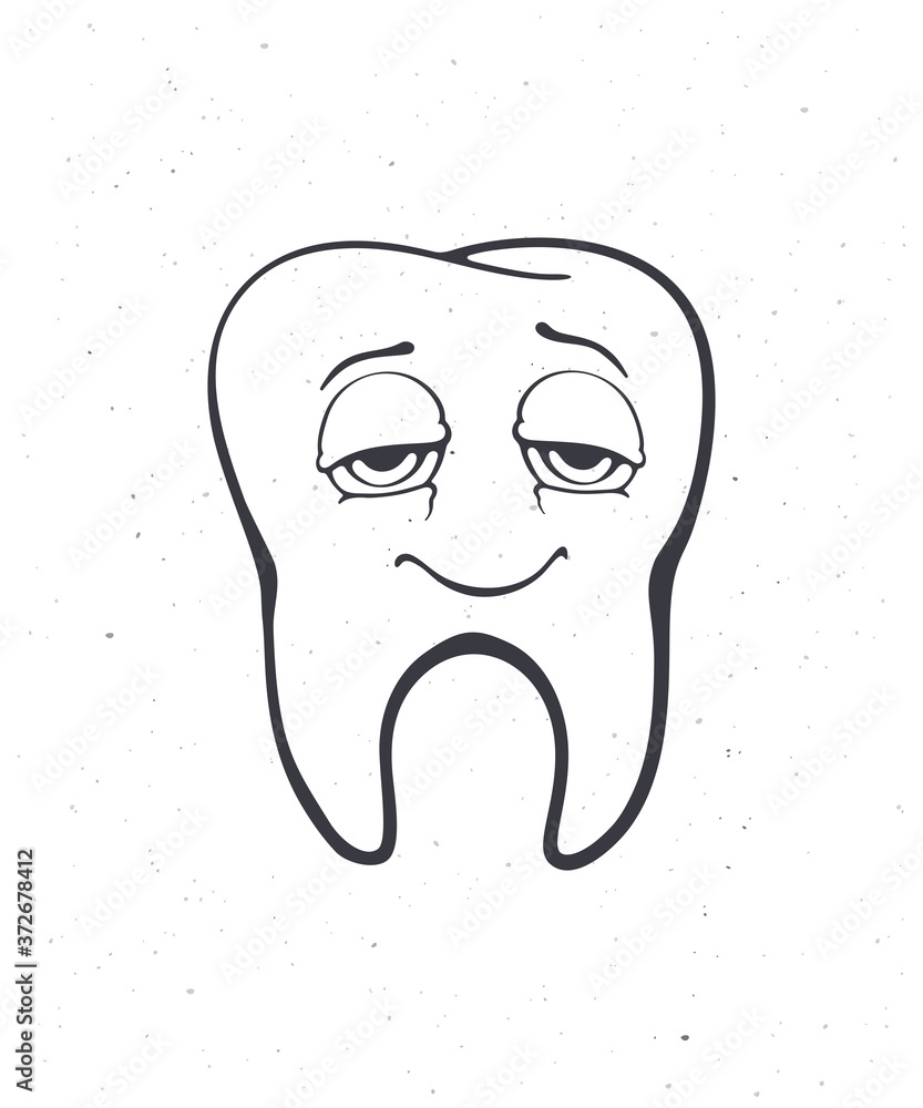 Satisfied smiling healthy adult human tooth with eyes after eating ...