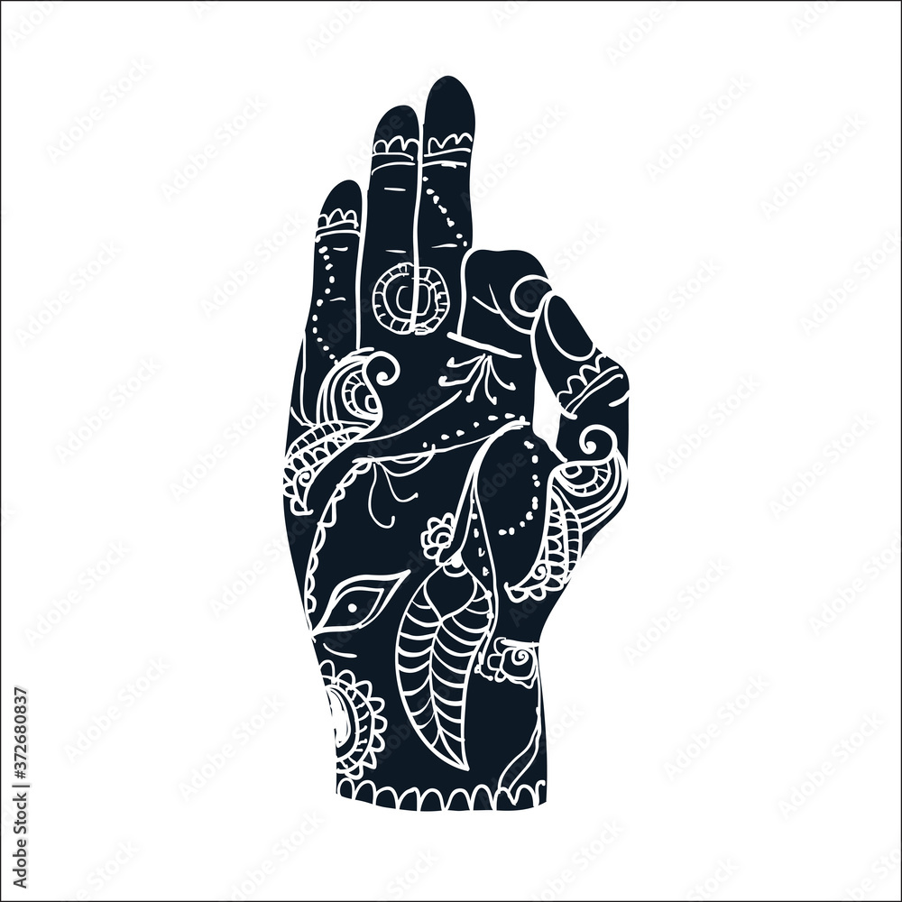 Beautiful flat linear yoga meditation hand gestures round icons set ...