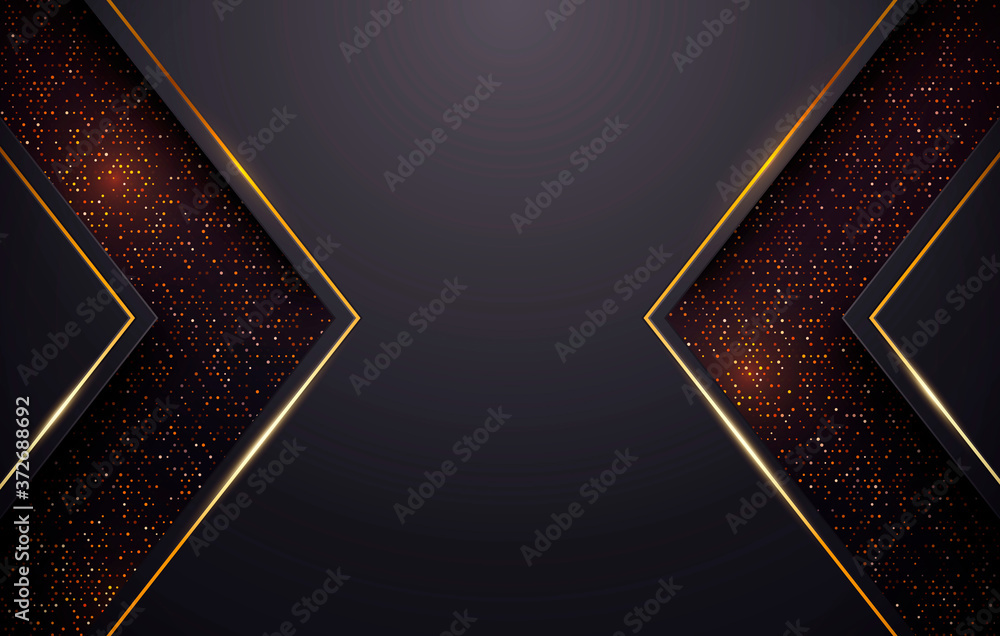Vector Illustration Black And Gold Technology Background. Dark Sparkle ...