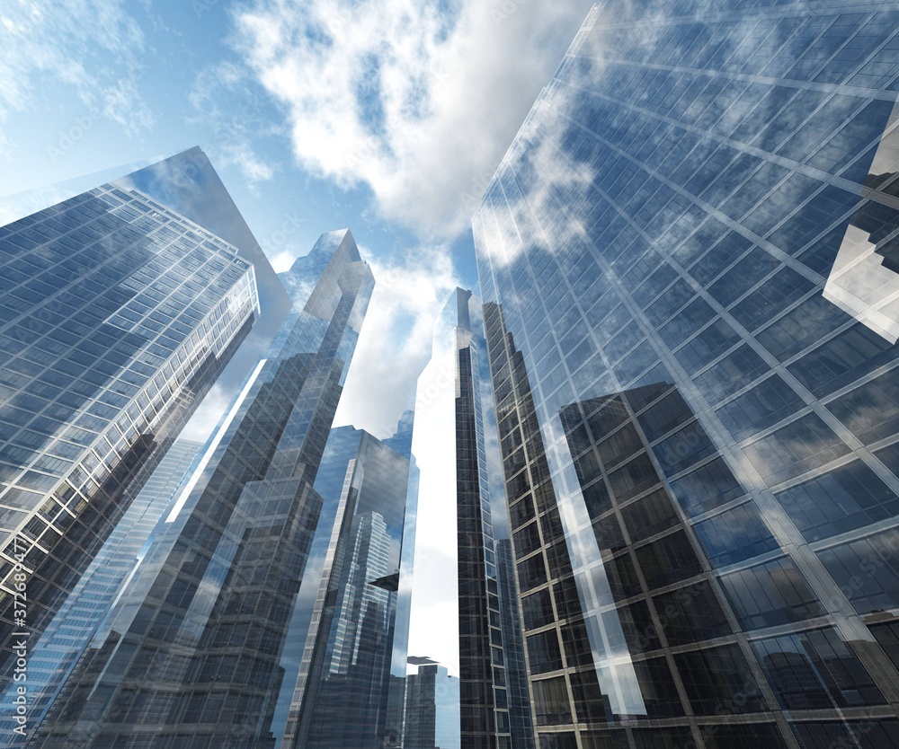 Skyscrapers on a background of the sky, bottom view, modern high-rise ...