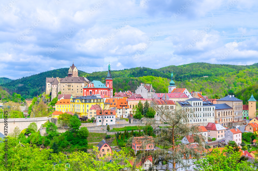 Photo & Art Print Aerial panoramic view of medieval Loket town with ...
