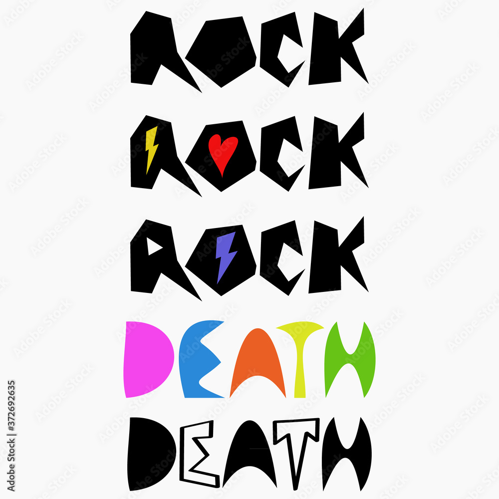 Rock death heart lightning music lettering logo icon sign symbol emblem ...