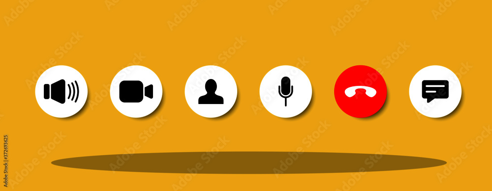 Video call icon set in flat style. Button collection symbol sfor your ...