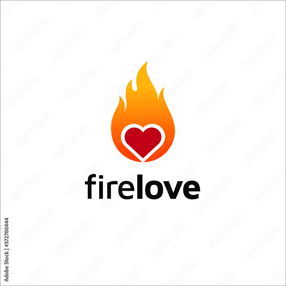 Fire love icon and logo template design Stock Vector | Adobe Stock