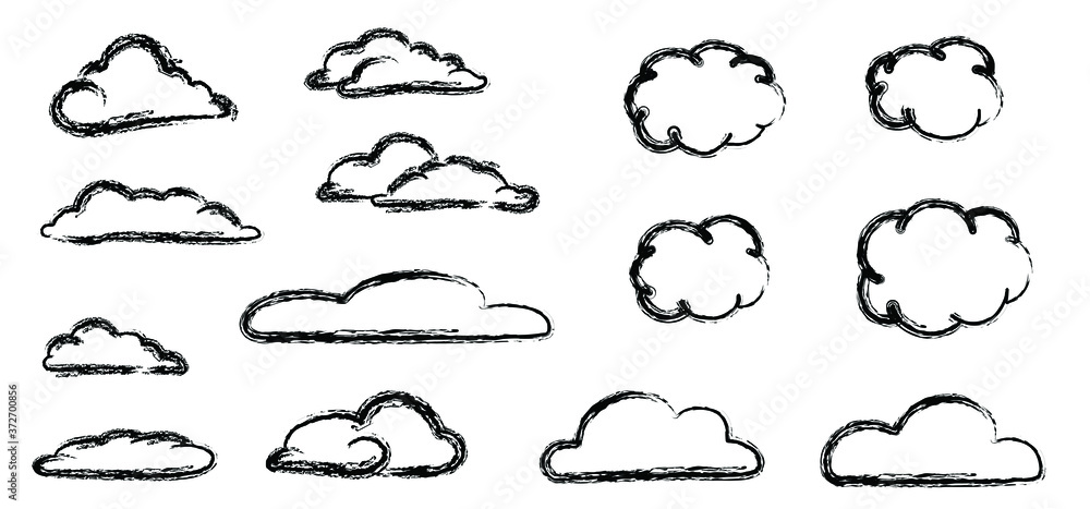 Heavenly blue colored sky and cloud background. Vector drawing clouds ...