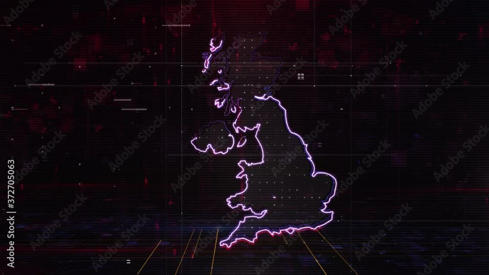 UK map digital background loop 4k Stock Video | Adobe Stock