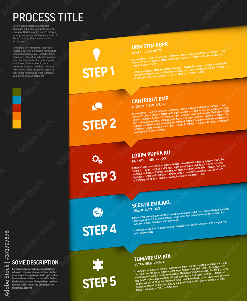 Progress template with colorful steps and icons Stock Vector | Adobe Stock