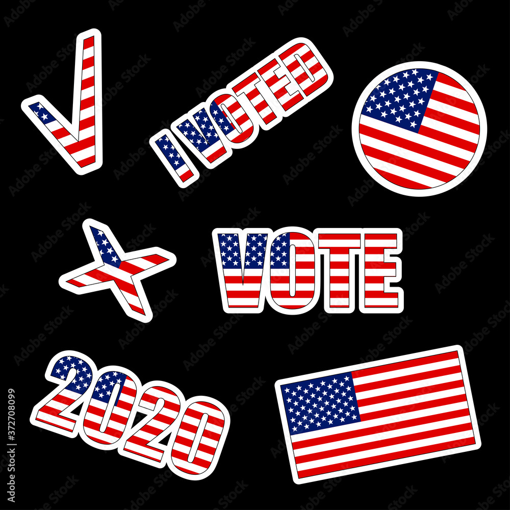 american elections vote vector illustration set. collection of badge ...