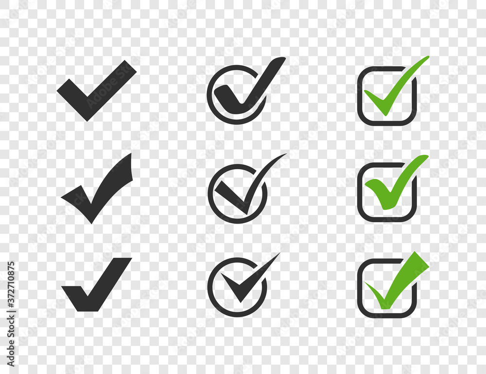 Vektorová grafika „Check mark. Check marks collection. Green and black ...
