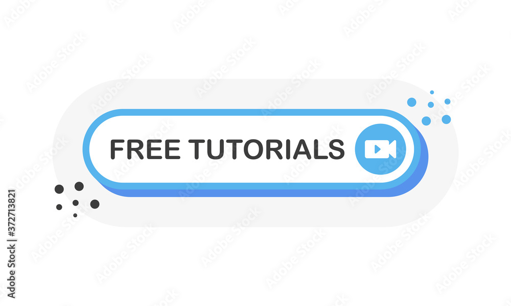 Free video tutorials button on white background. Live stream, internet ...