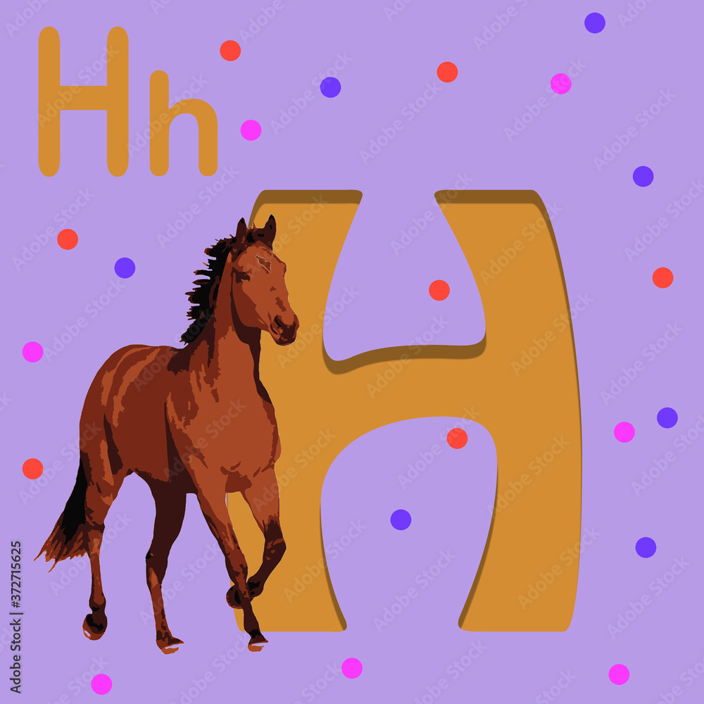 alphabet letter H, H for Horse. ABC TO Z , Colorful animal alphabet ...