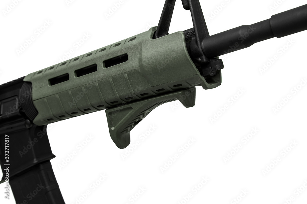 Assault rifle on white back. Weapons for police, special forces and the ...