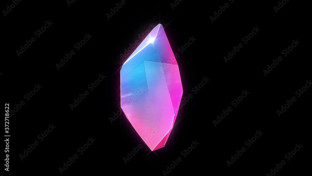 Rotating crystal pink purple blue isolated 3D render 2k loop Stock ビデオ ...