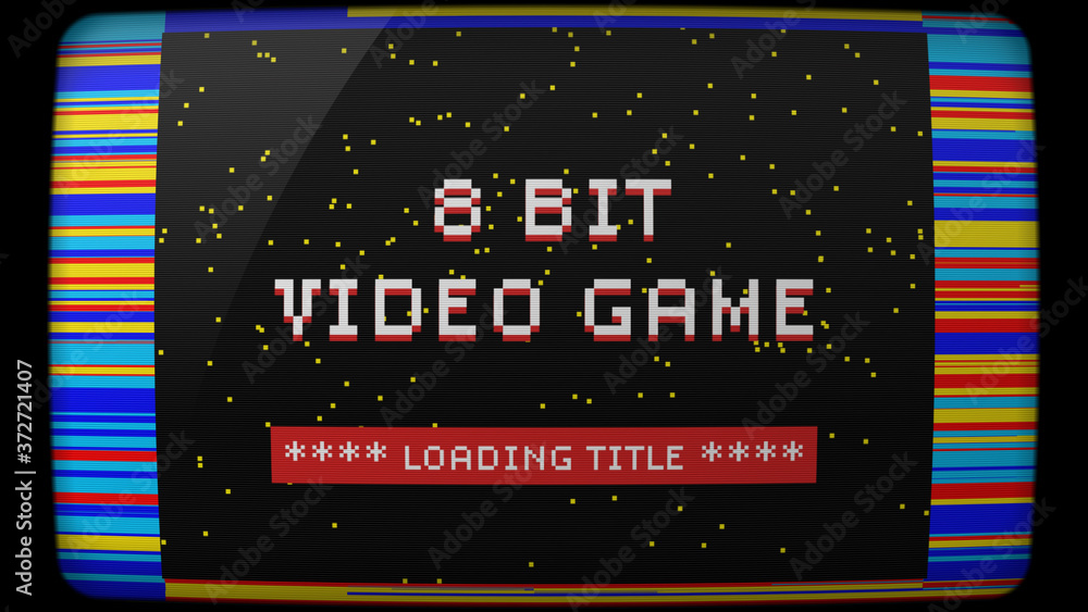 8 Bit Video Game Loading Title Overlay สต็อกเทมเพลต | Adobe Stock