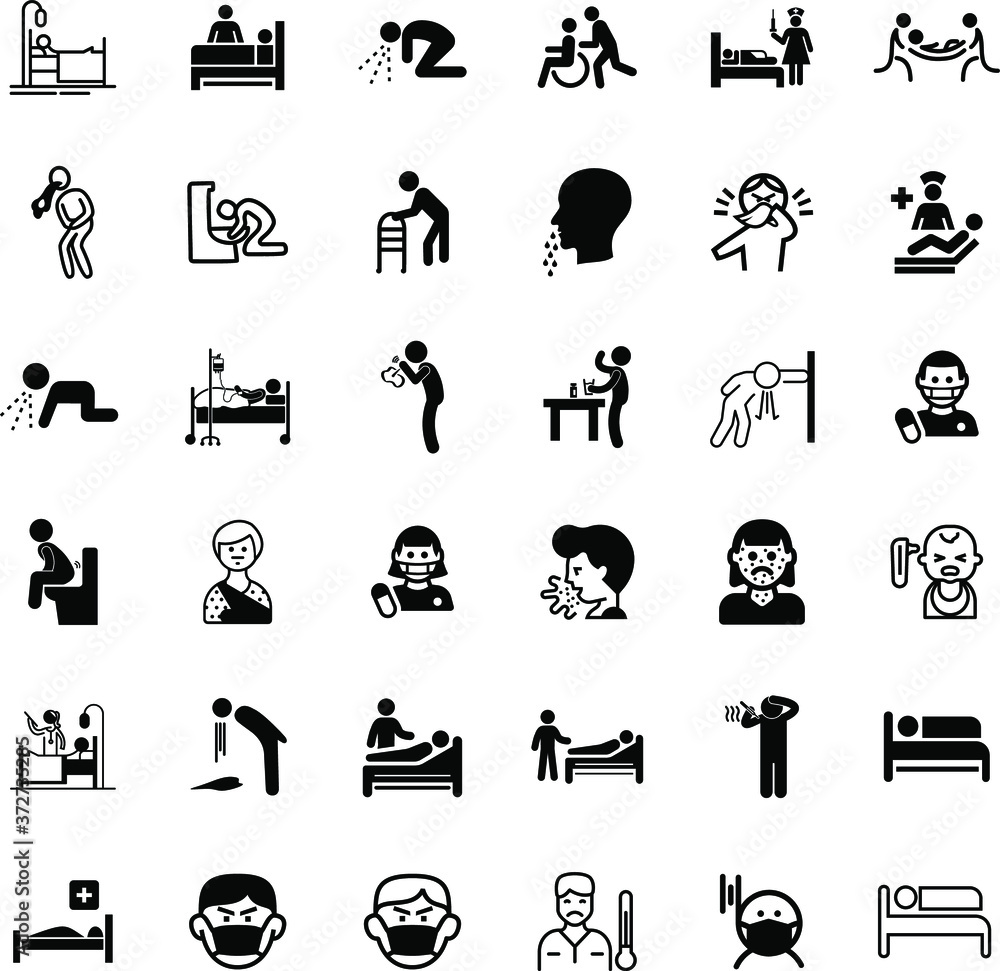 Patient and Sick icon set. Hospital Clinic Medical Healthcare Doctor ...
