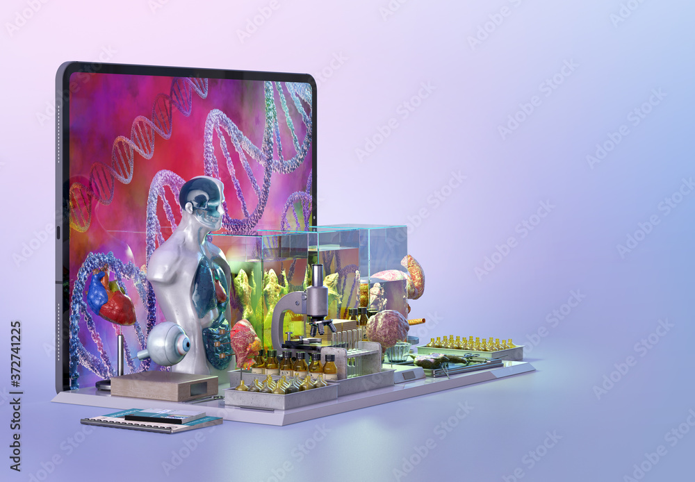 Distance learning, online education, back to school concept. Biology ...